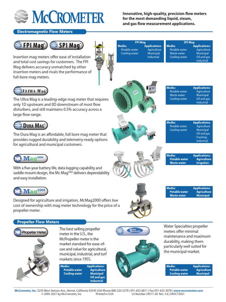 Electromagnetic Flow Meters: URA AG | PDF | Water | Flow Measurement