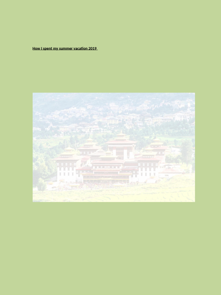 How I Spent My Summer Vacation 2019 | PDF