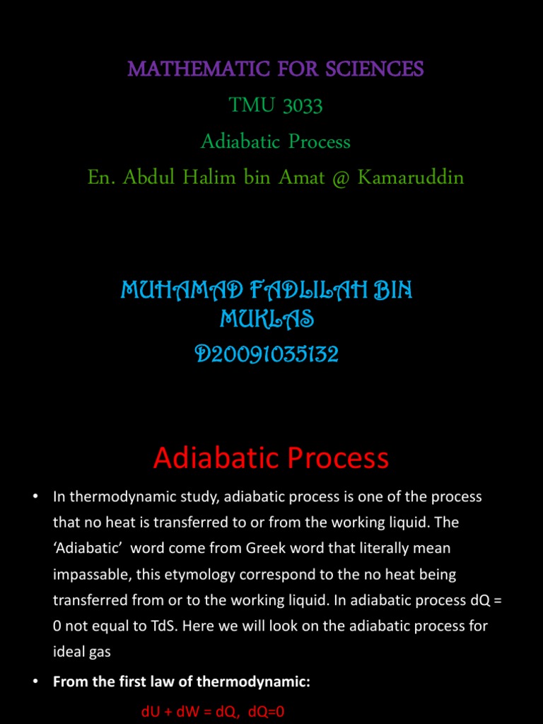 Ma Thematic For Sciences Adiabatic Process | PDF