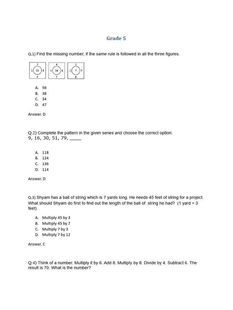 Grade 5 - Set 2 | PDF