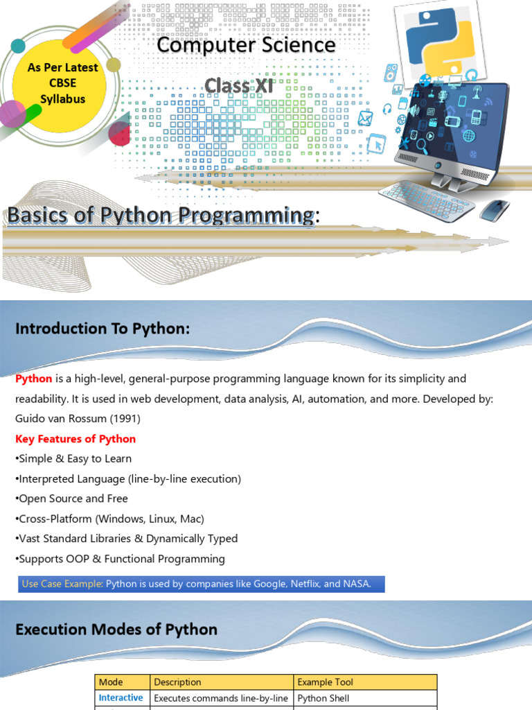 Basics of Python (1) | PDF | Python (Programming Language) | Arithmetic