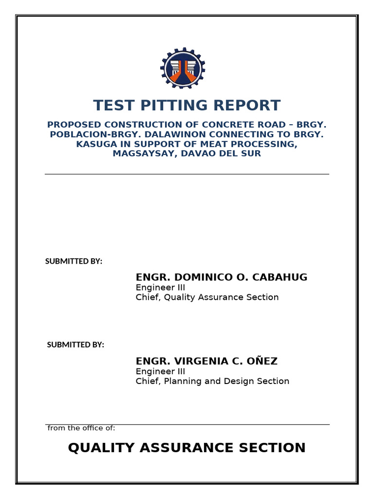 Soil Test Pitting Report for Concrete Road | PDF | Gravel | Natural ...