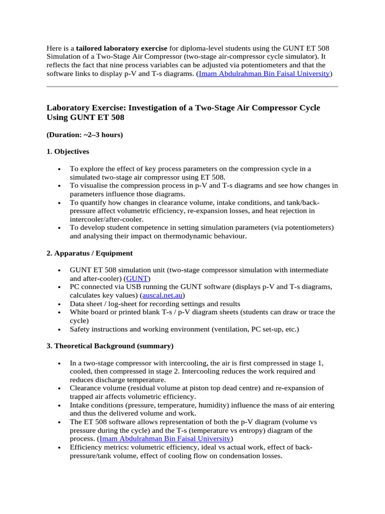 Laboratory Exercise For Gunt ET508 | PDF | Humidity | Temperature