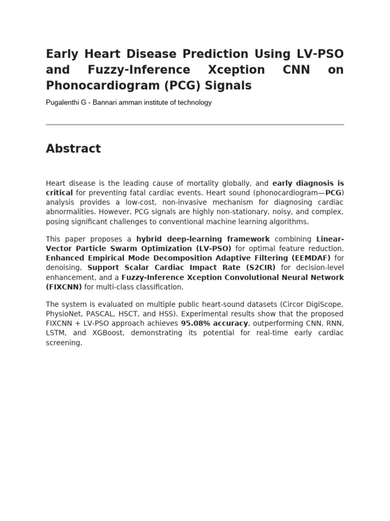 Early Heart Disease Prediction Using LV-PSO and - Fuzzy-Inference ...