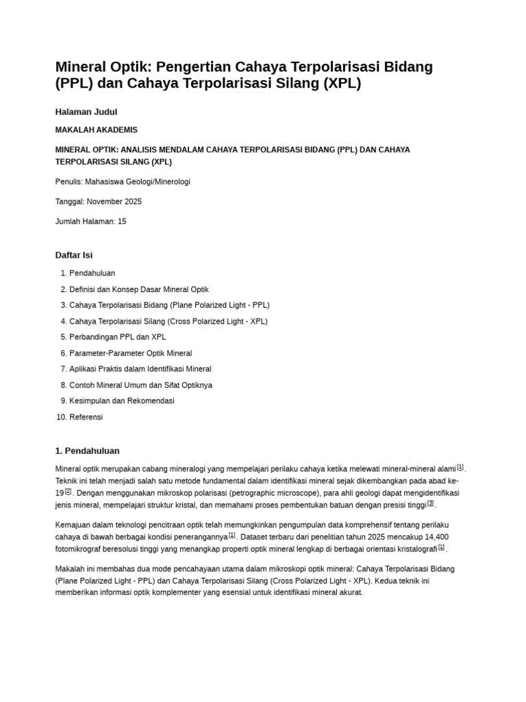 Analisis Mineral Optik: PPL dan XPL | PDF