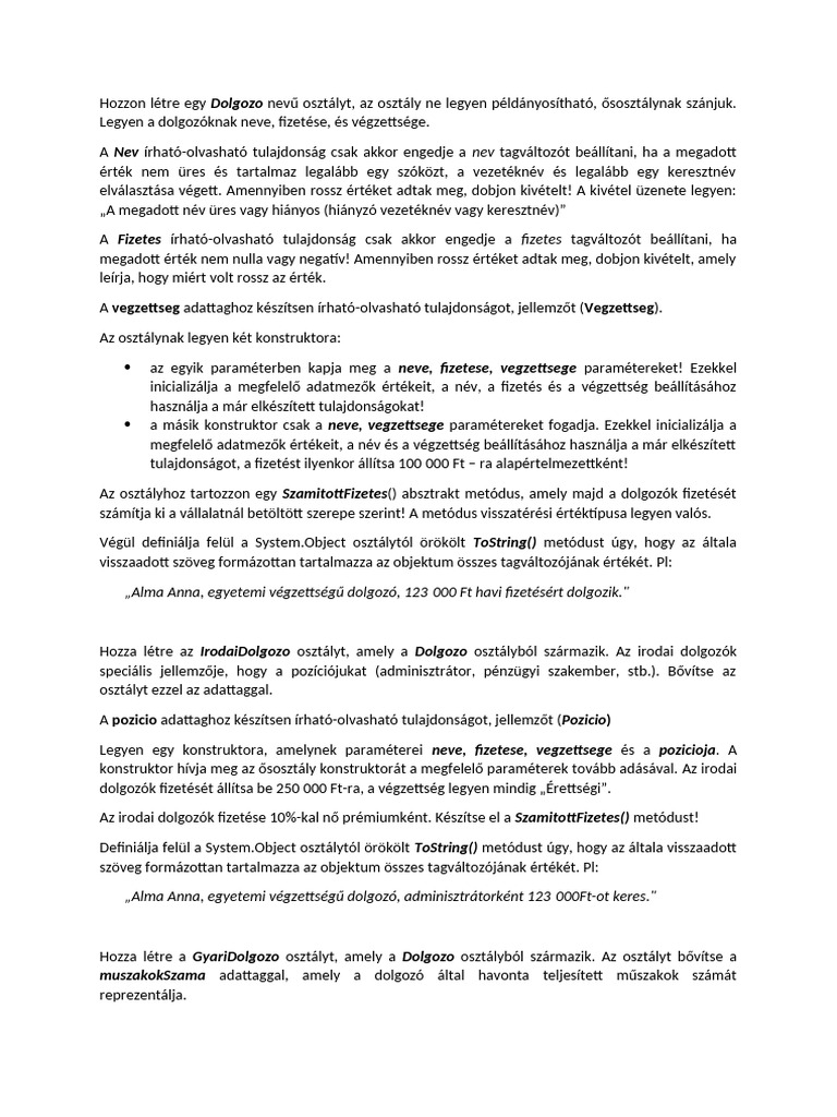 Absztrakt Osztály - Dolgozo | PDF