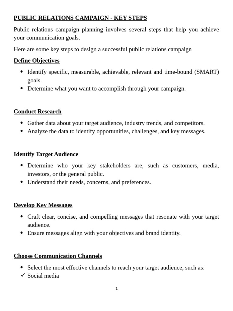 PR Campagin Key Steps | PDF | Focus Group | Public Relations