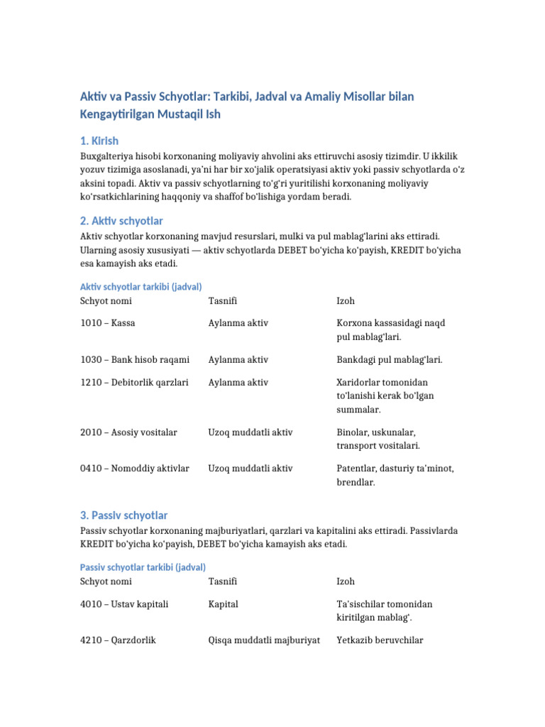 Aktiv Passiv Kengaytirilgan | PDF