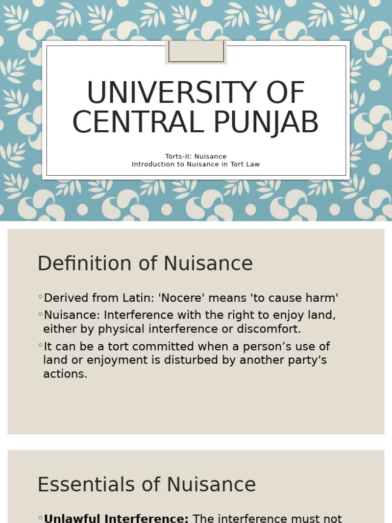 Understanding Nuisance in Tort Law | PDF | Nuisance | Common Law