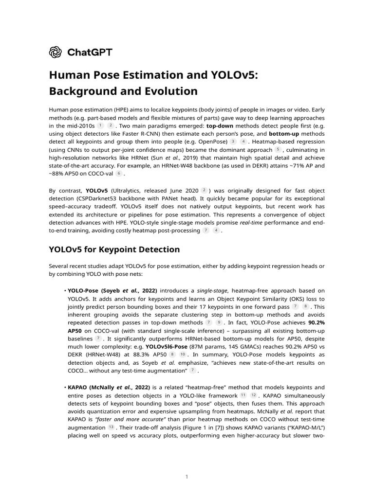 Human Pose Estimation and YOLOv5 - Background and Evolution | PDF ...