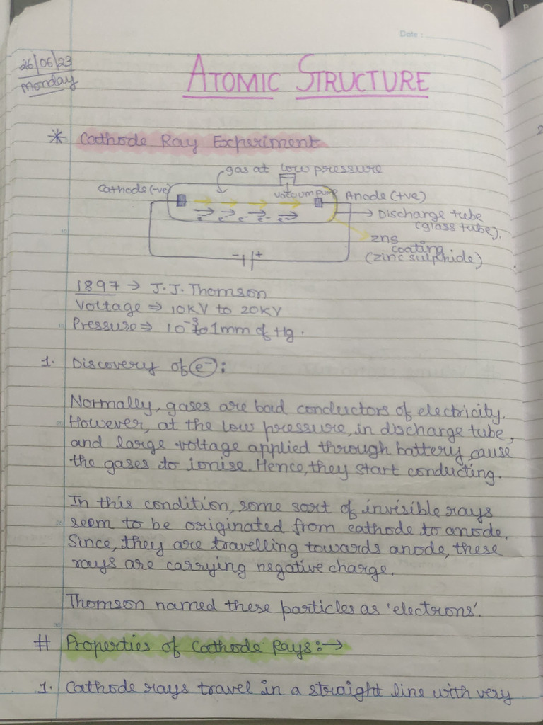 Atomic Structure Detailed Notes | PDF