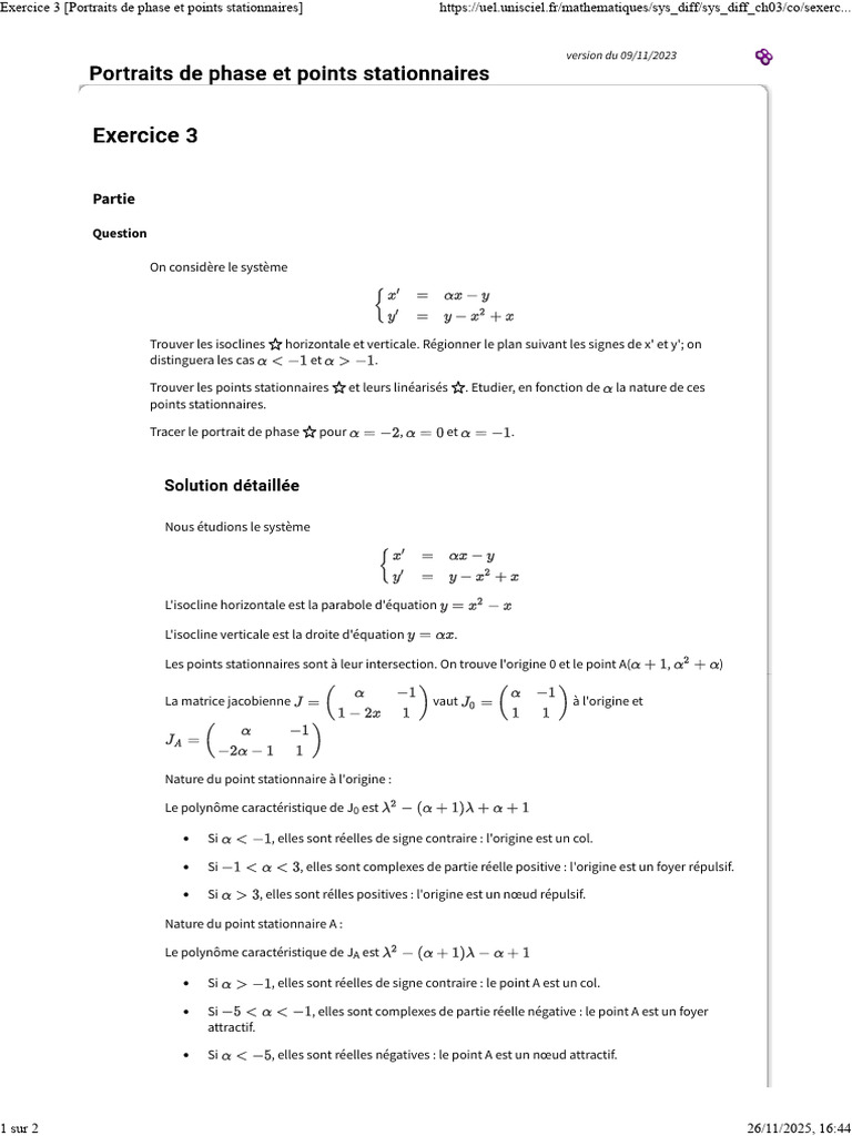 Portraits de phase et points stationnaires | PDF | Analyse numérique ...