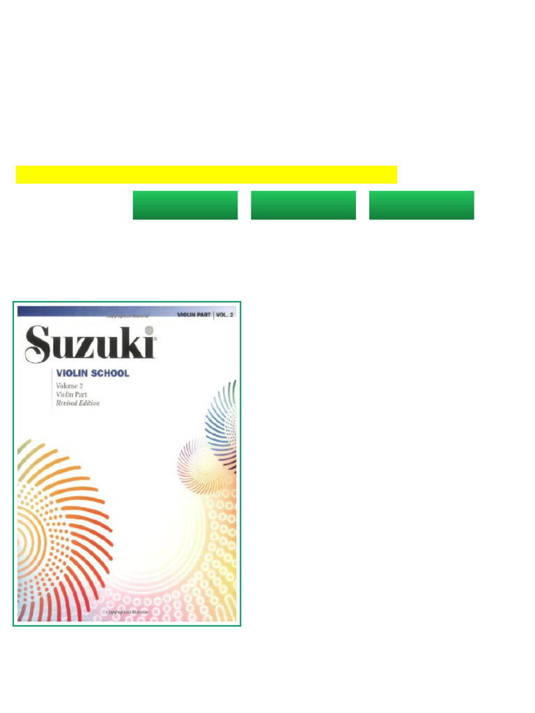 Suzuki Violin School Volume 2 Violin Part Revised Edition Suzuki Violin ...