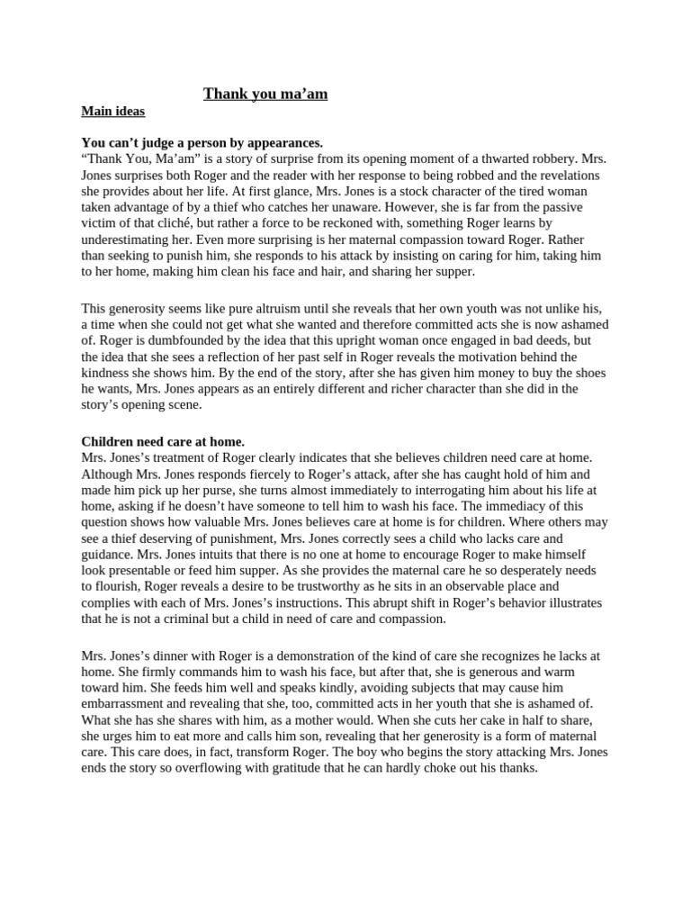 Lessons of Compassion in "Thank You, Ma'am" | PDF