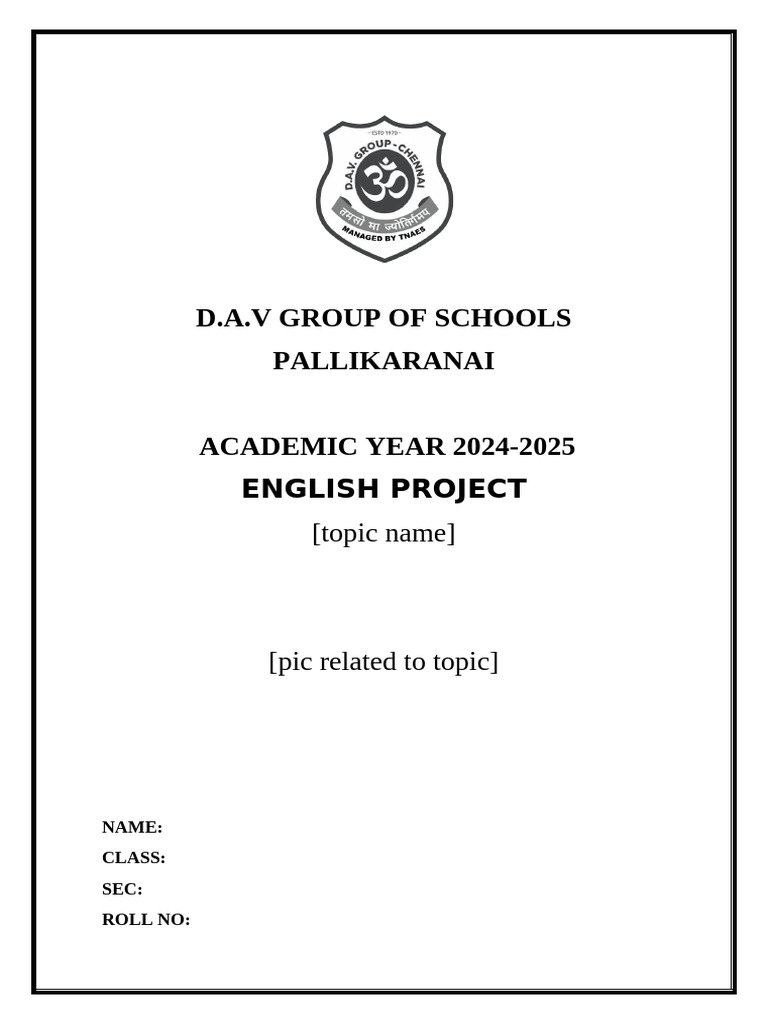 D.A.V. School English Project 2024-2025 | PDF