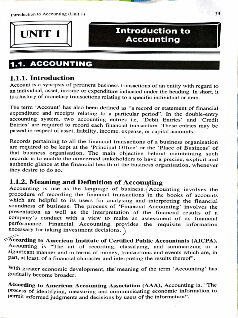 Unit 1 - Financial Accounting | PDF