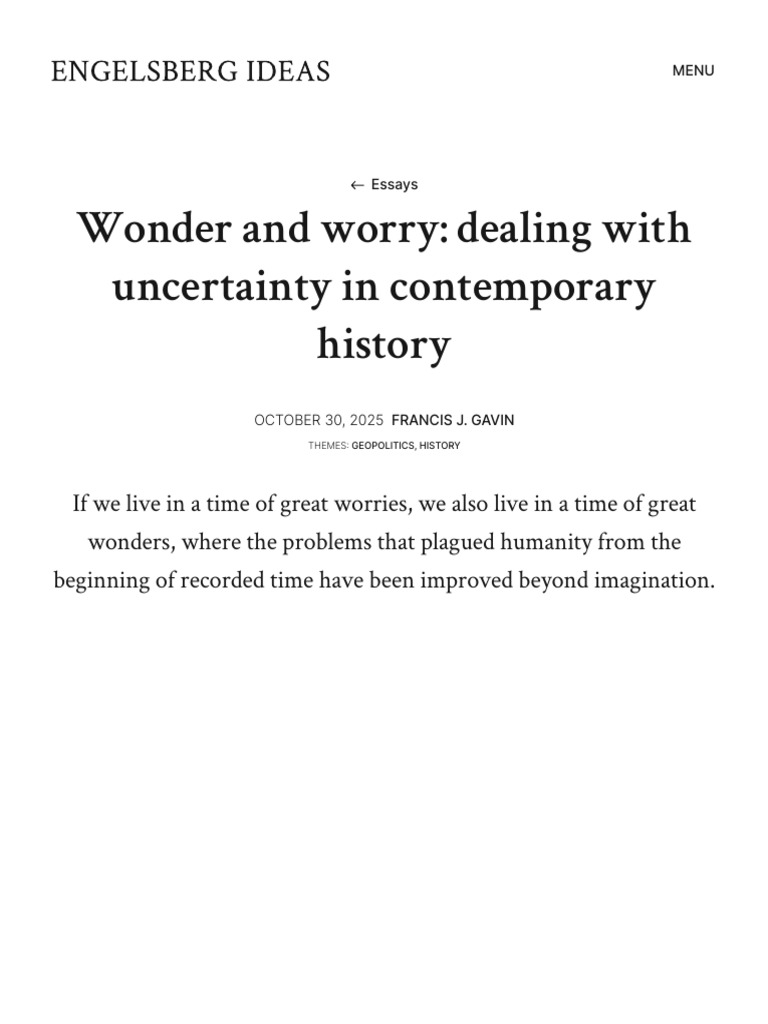 Wonder and Worry_ Dealing With Uncertainty in Contemporary History ...