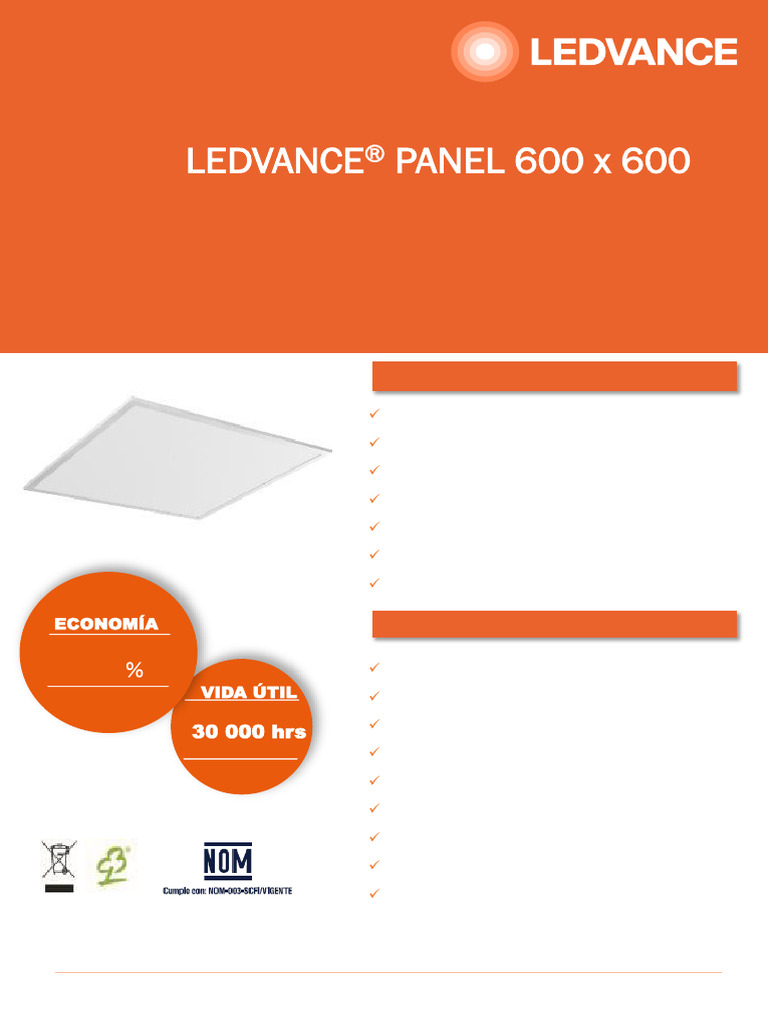 Panel LEDVANCE 40W 600x600: Eficiencia y Uso | PDF