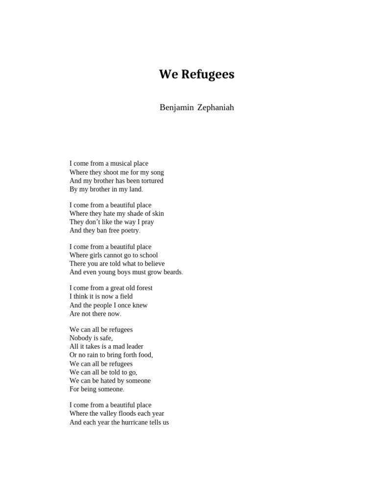 We Refugees: A Poetic Reflection | PDF
