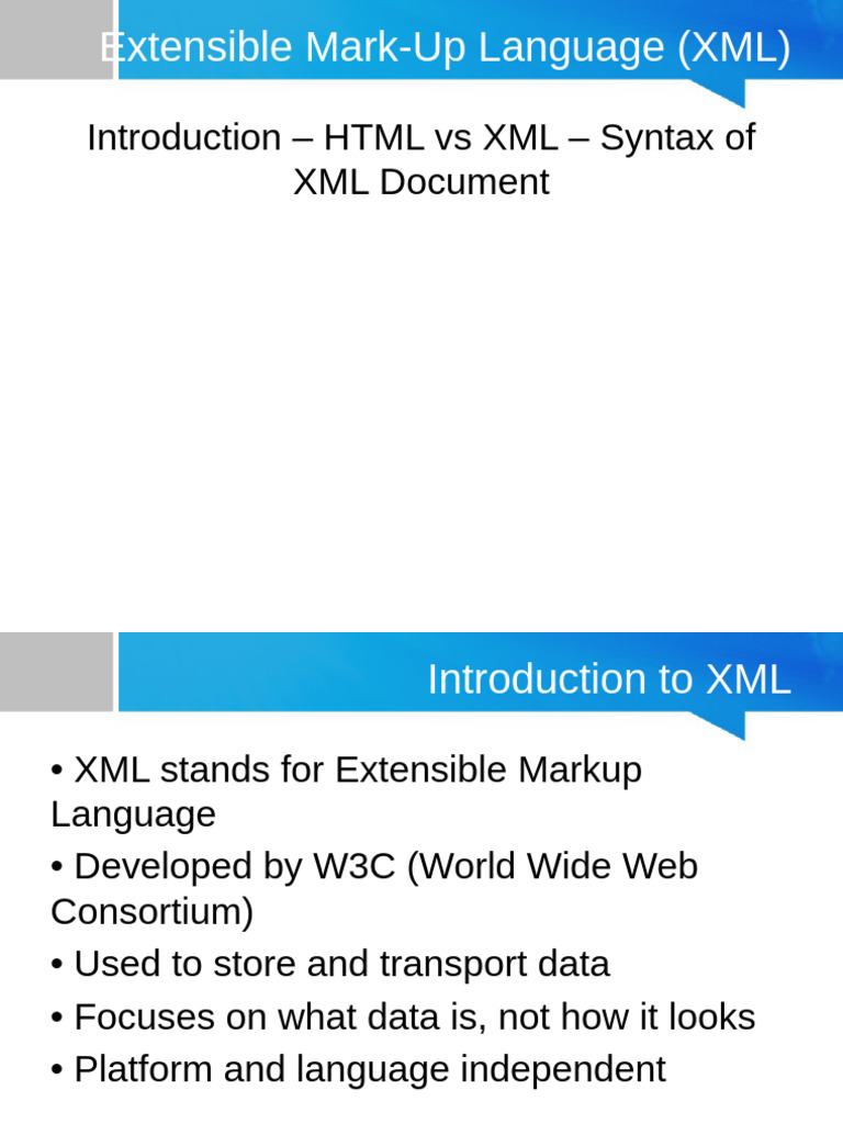 XML Introduction HTML Vs XML Syntax | PDF | Xml | Html