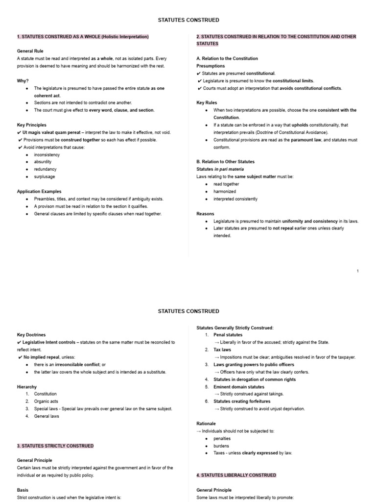 Statutory Construction | PDF | Statutory Interpretation | Legal Documents