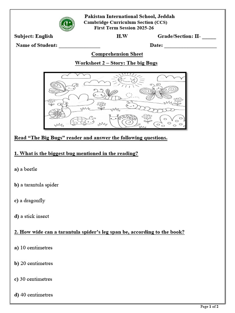Grade 2 Comprehension Sheet 2 Week 15 | PDF