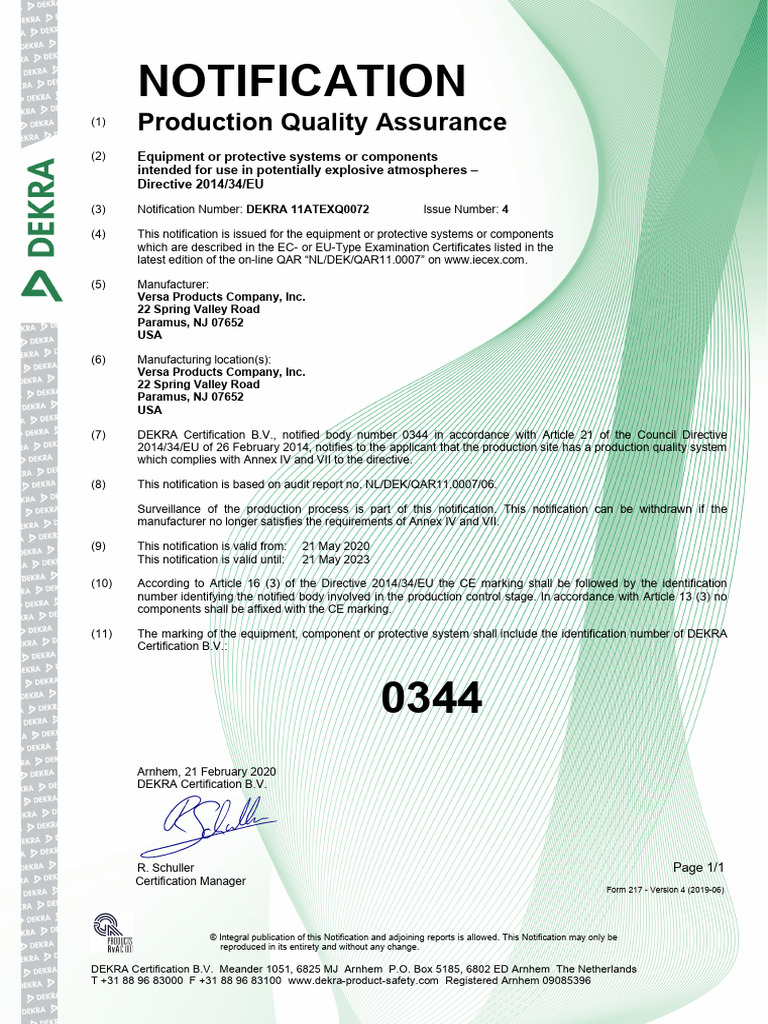 Versa Qar Certificate Production | PDF | European Economic Area ...