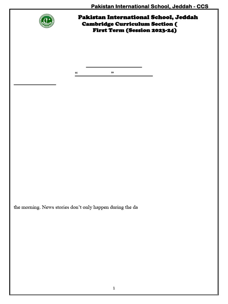 English Reading Comprehension for Grade IV | PDF