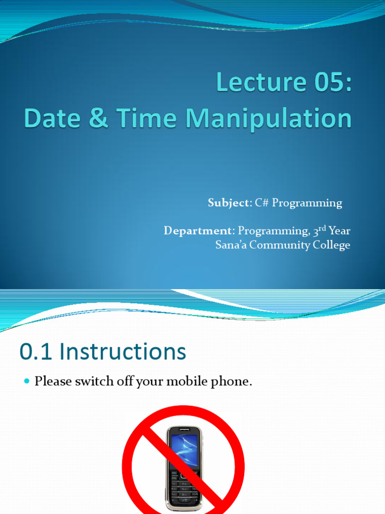 C# Date & Time Manipulation Guide | PDF