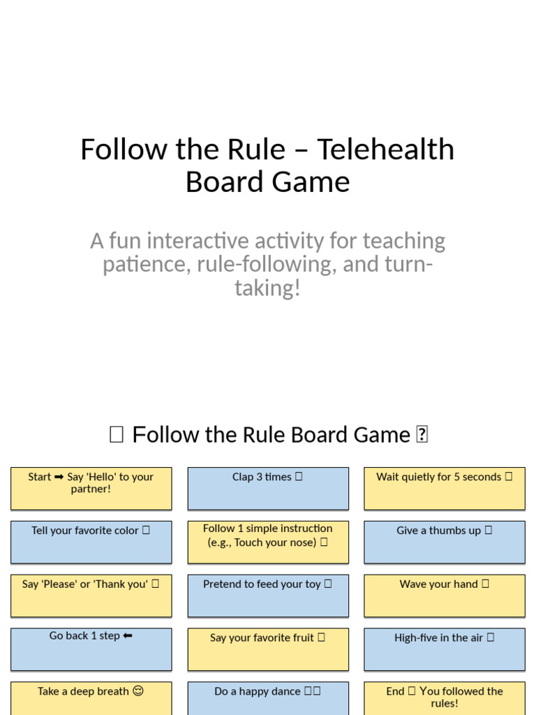 Follow The Rule Board Game | PDF