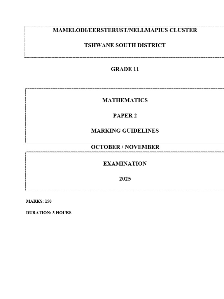 Grade 11 Mathematics Exam Guidelines | PDF