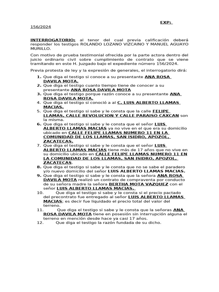 Interrogatorio Doc Edgar | PDF