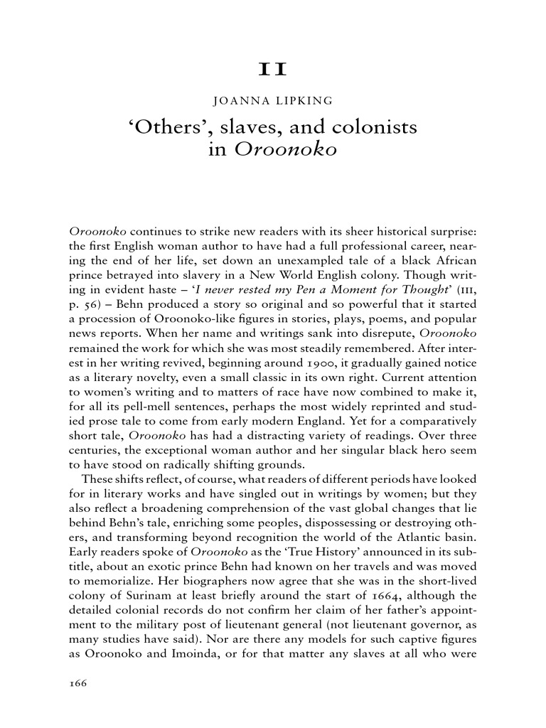 7.2 Lipking - Oroonoko and Other Slaves | PDF | Slavery | Atlantic ...