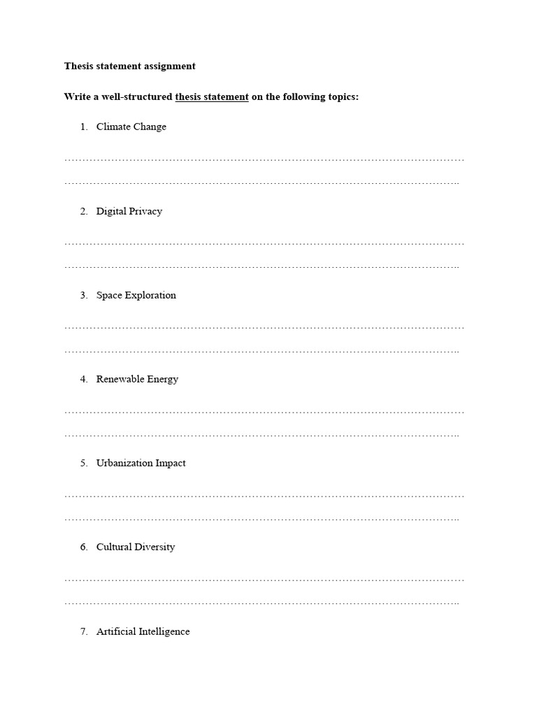Thesis Statement Topics Guide | PDF