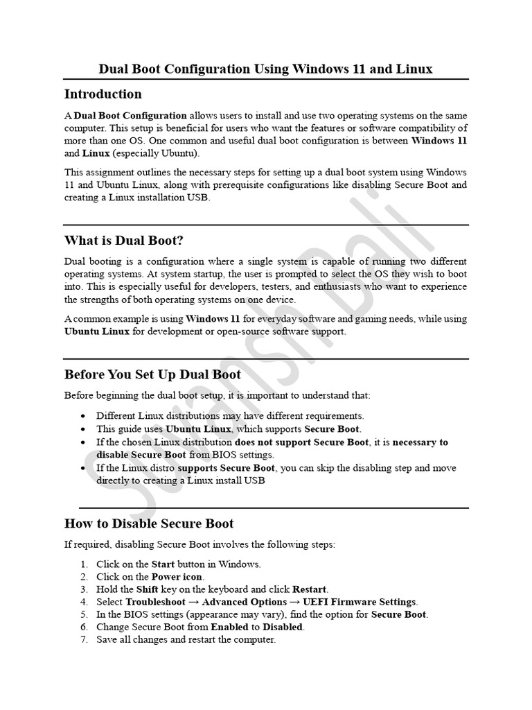 Dual Boot Configuration Using Windows 11 and Linux | PDF | Booting | Linux Distribution