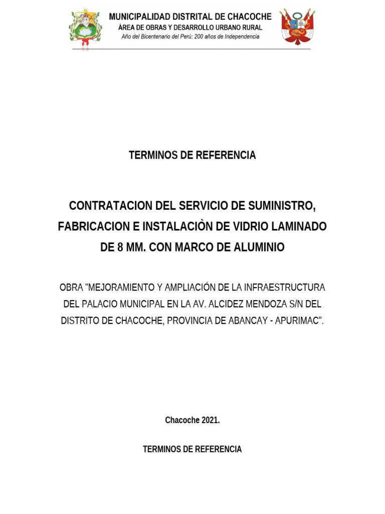 Suministro e Instalación de Vidrio en Chacoche | PDF | Ventana | Lentes