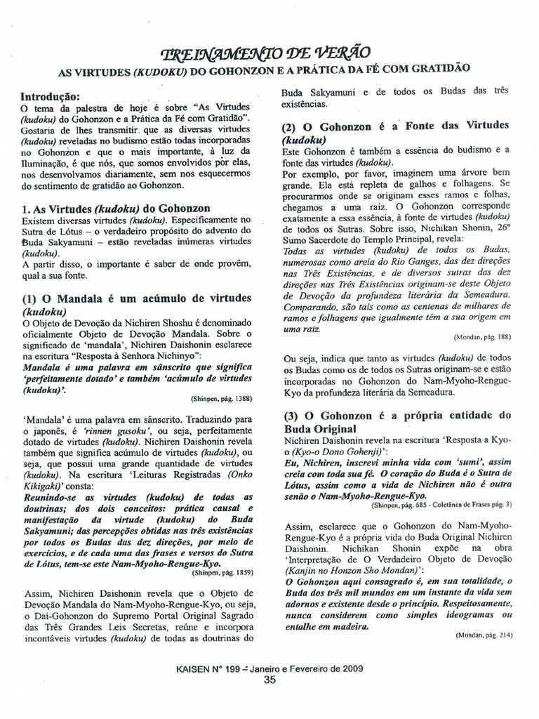 As Virtudes (Kudoku) Do Gohonzon | PDF