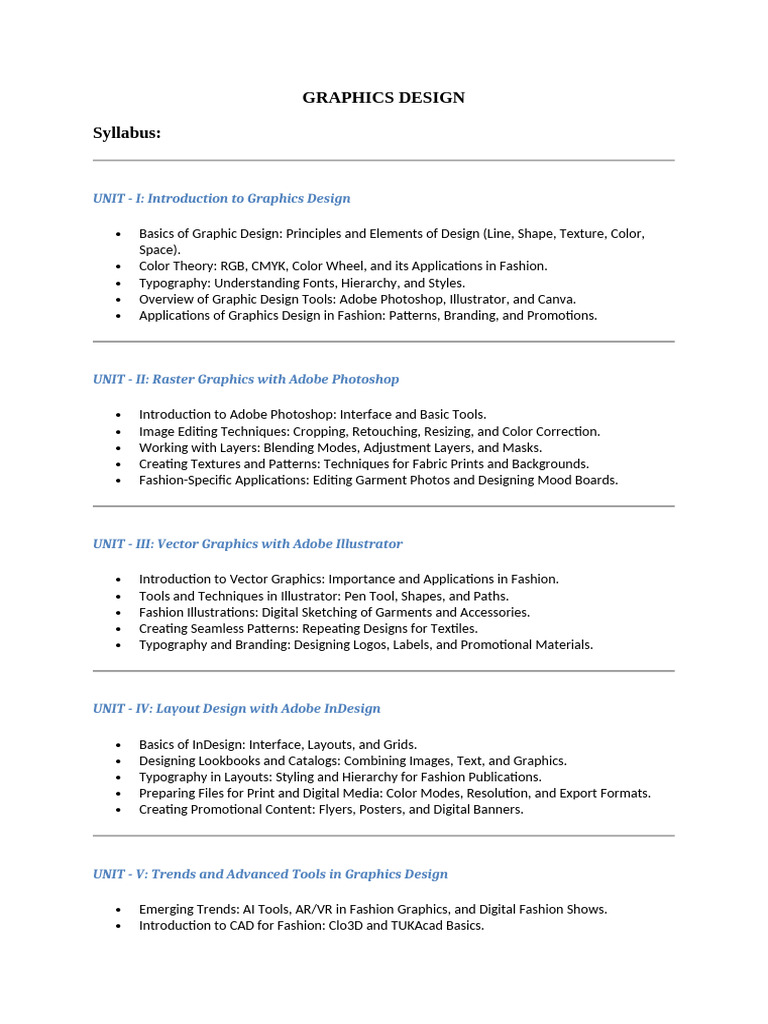 Graphics Design Syllabus | PDF | Graphic Design | Adobe Illustrator