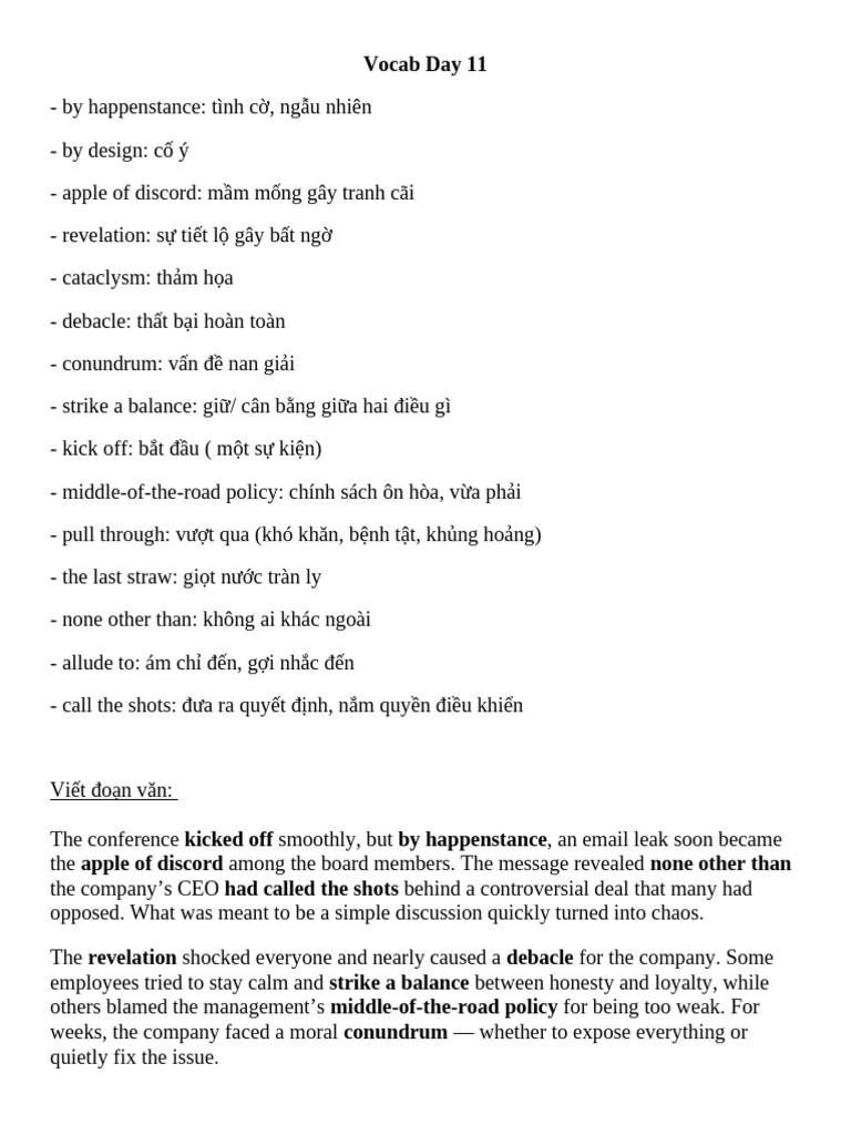 Vocab Day 11 | PDF