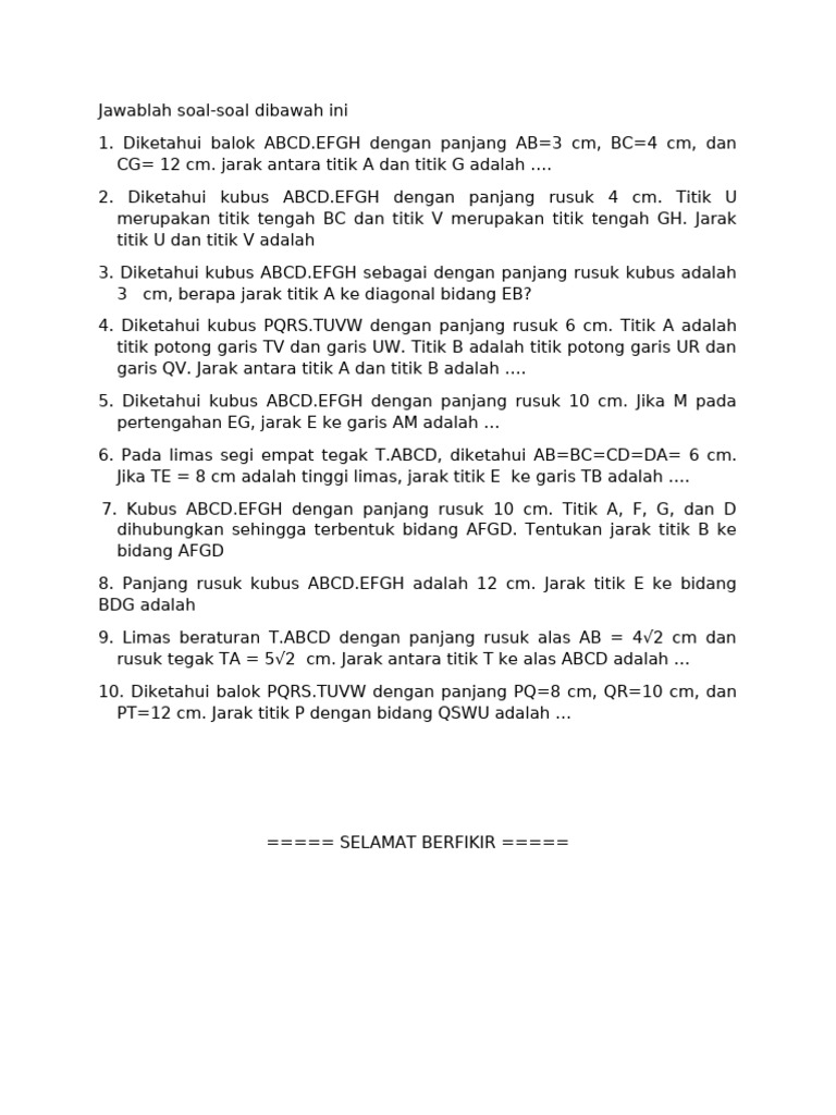 Soal Jarak Geometri 3D dan Limas | PDF