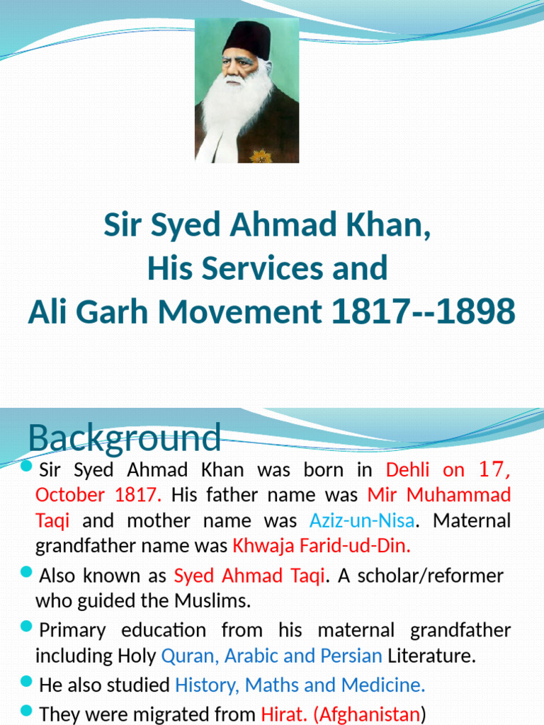 5 Sir Syed Ahmad Khan & His Services | PDF