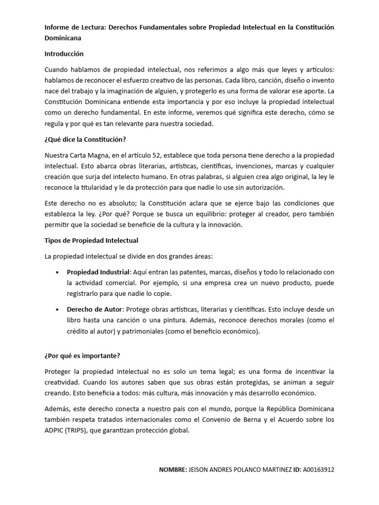 Polanco Jeison Derecho de Propiedad | PDF | Propiedad intelectual | Propiedad