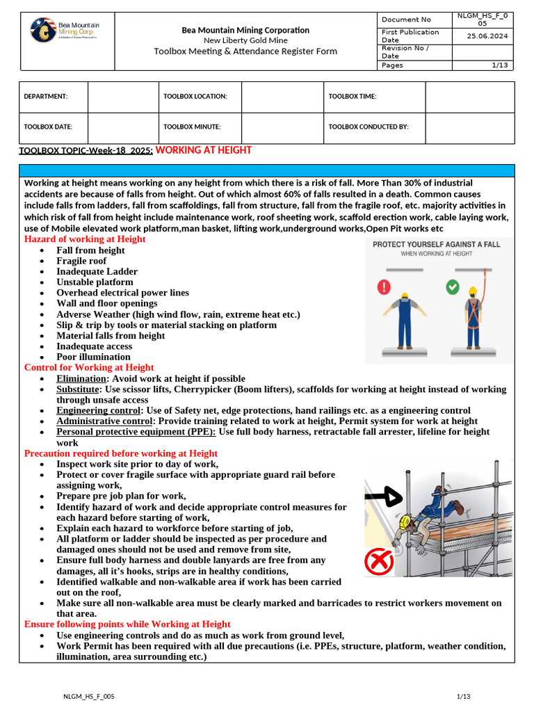 NLGM - HS - F - 005 Toolbox Meeting & Attendance Register Form-TBT-Week ...