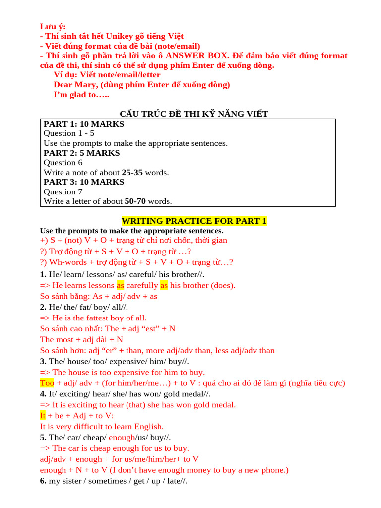 A2 WRITING PRACTICE | PDF