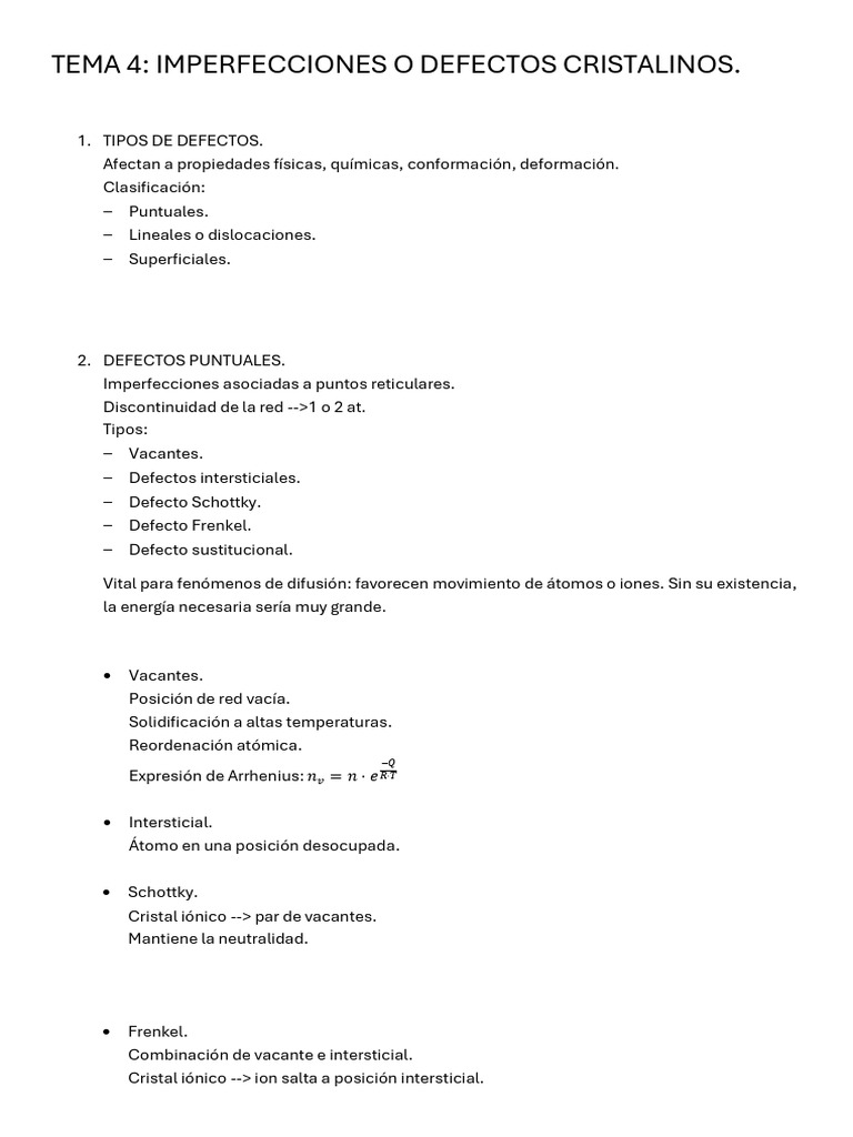 Defectos Cristalinos: Tipos y Efectos | PDF | Dislocación | Ciencias ...
