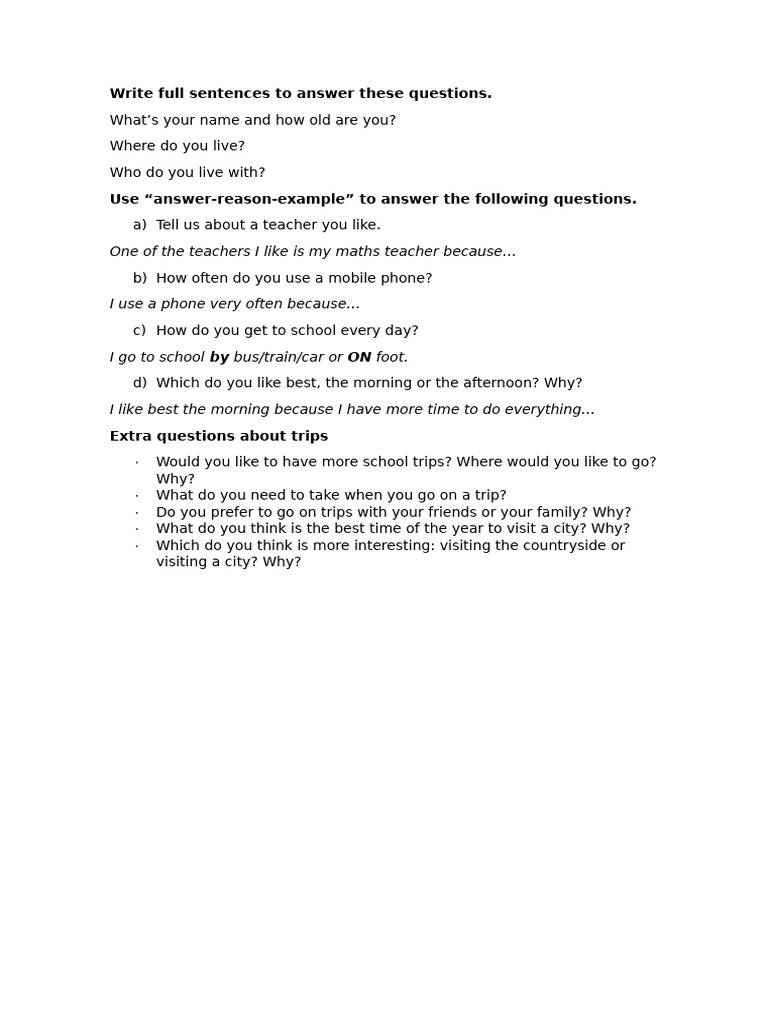 SPEAKING PART 1 and 4 Fs | PDF
