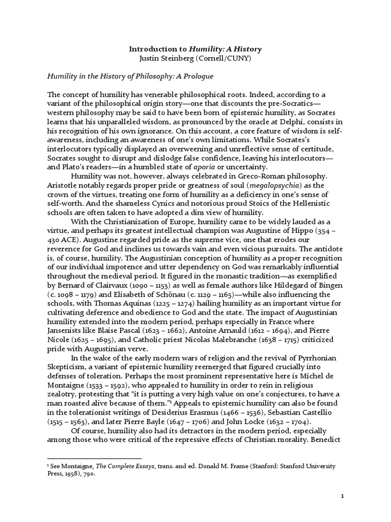 Humility As A Philosophical Concept An I | PDF | Humility | Virtue