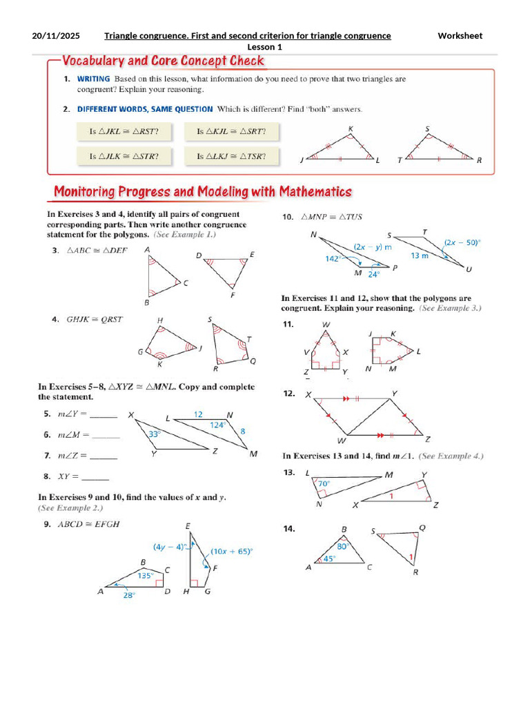 20/11/2025 Triangle Congruence. First and Second Criterion For Triangle ...
