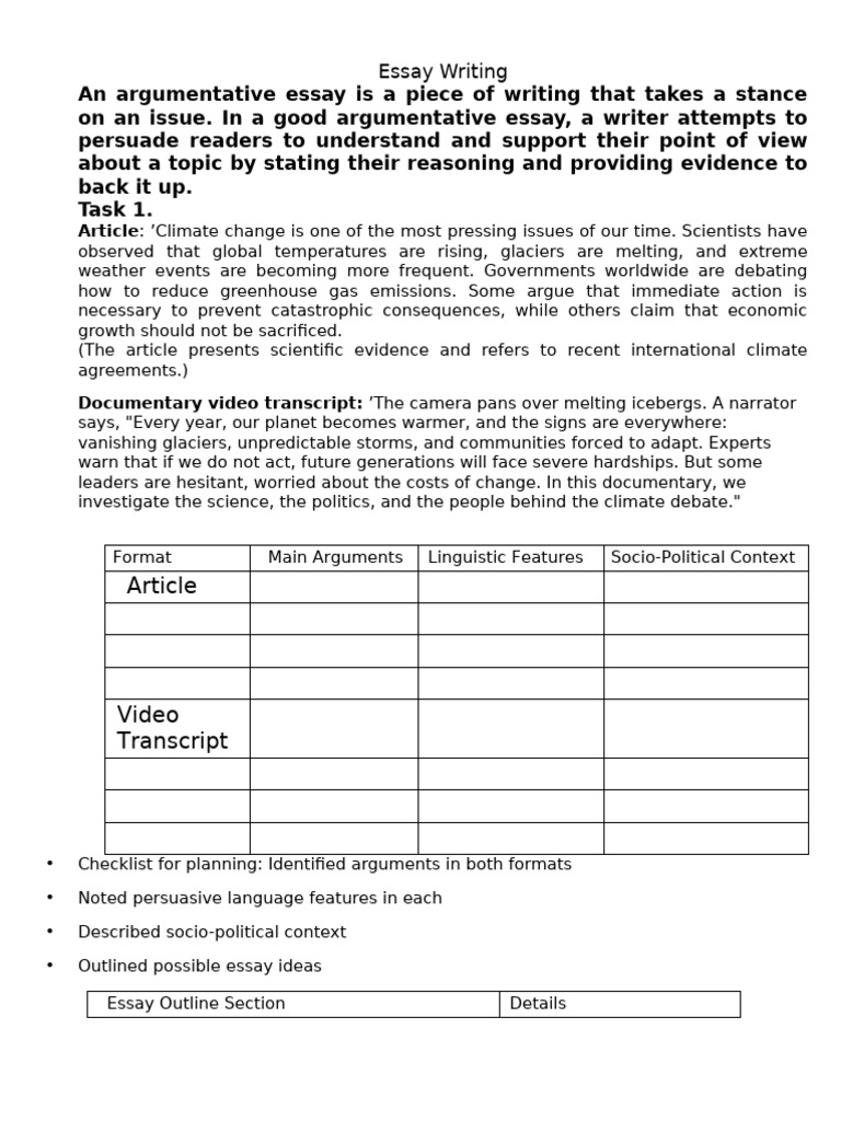 Essay Writing Practical Tasks | PDF | Essays | Argument