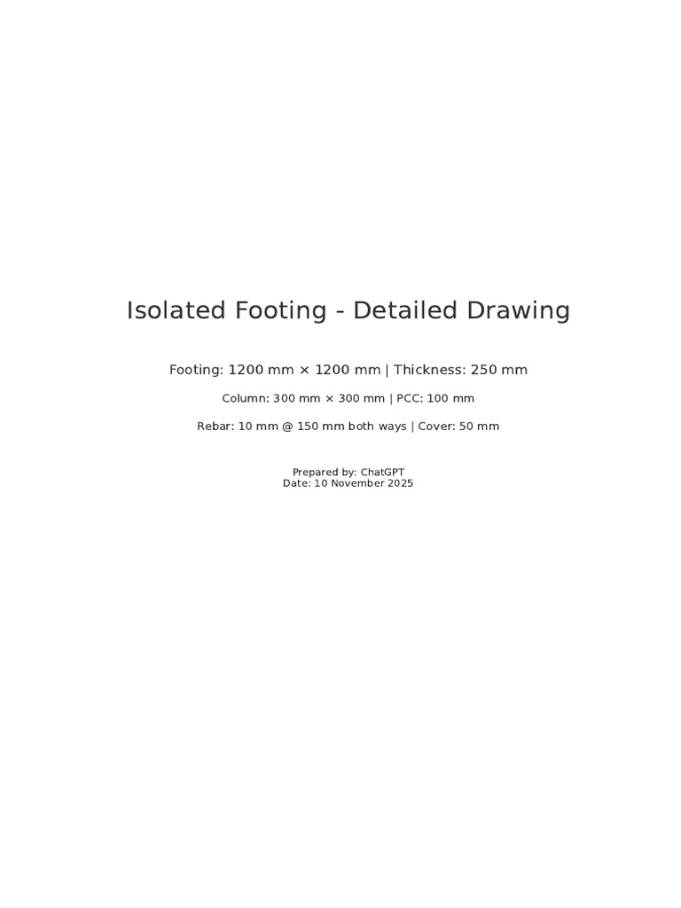 Isolated Footing Detailed Drawing Guide | PDF
